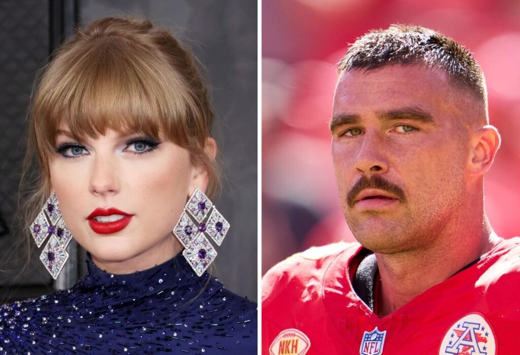 Taylor Swift wraps a loving arm around Travis Kelce as they pose with ... Taylor Swift wraps a loving arm around Travis Kelce as they pose with ...